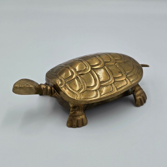 Accents | Vintage Solid Brass Tortoise Turtle Hinged Lid Decorative ...